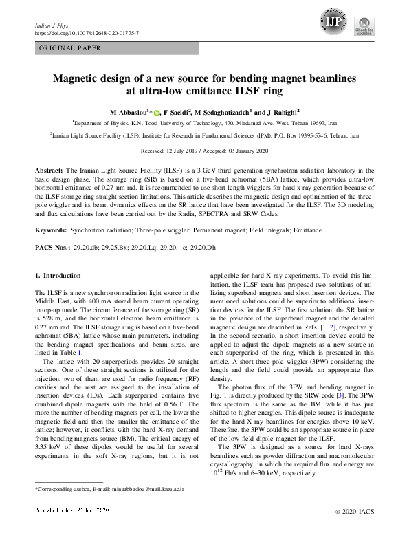 (PDF) Magnetic design of a new source for bending magnet beamlines at ...