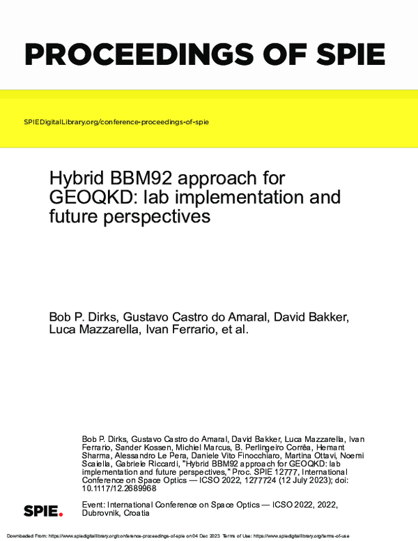 (PDF) Hybrid BBM92 approach for GEOQKD: lab implementation and future ...