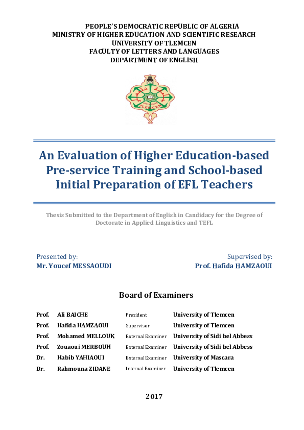 (PDF) An Evaluation of Higher Education-bas Pre-service Training and ...