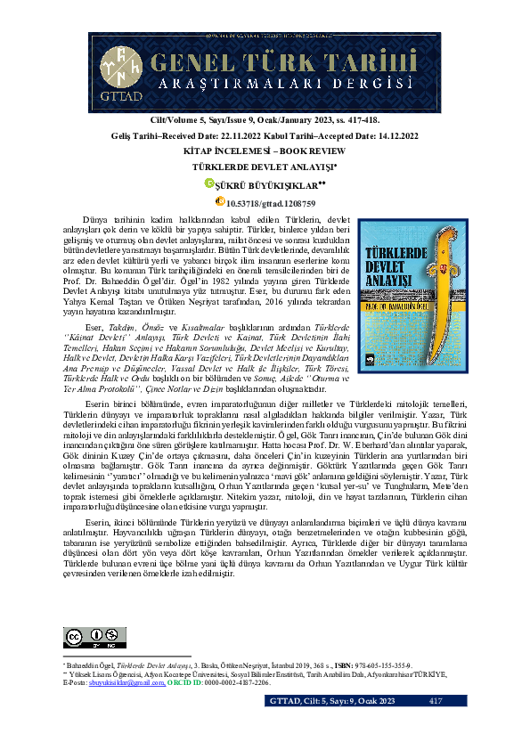 (PDF) Türklerde Devlet Anlayişi