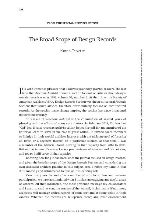 (PDF) The Broad Scope of Design Records