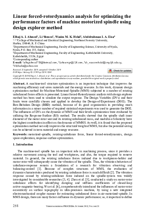 (PDF) Linear forced-rotordynamics analysis for optimizing the performance factors of machine ...