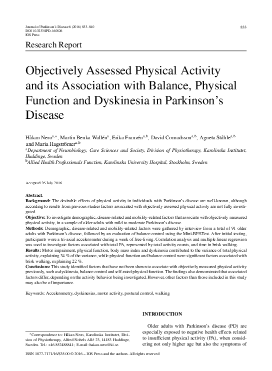 (PDF) Objectively Assessed Physical Activity and its Association with Balance, Physical Function ...