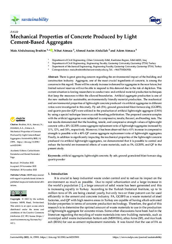 (PDF) Mechanical Properties of Concrete Produced by Light Cement-Based ...