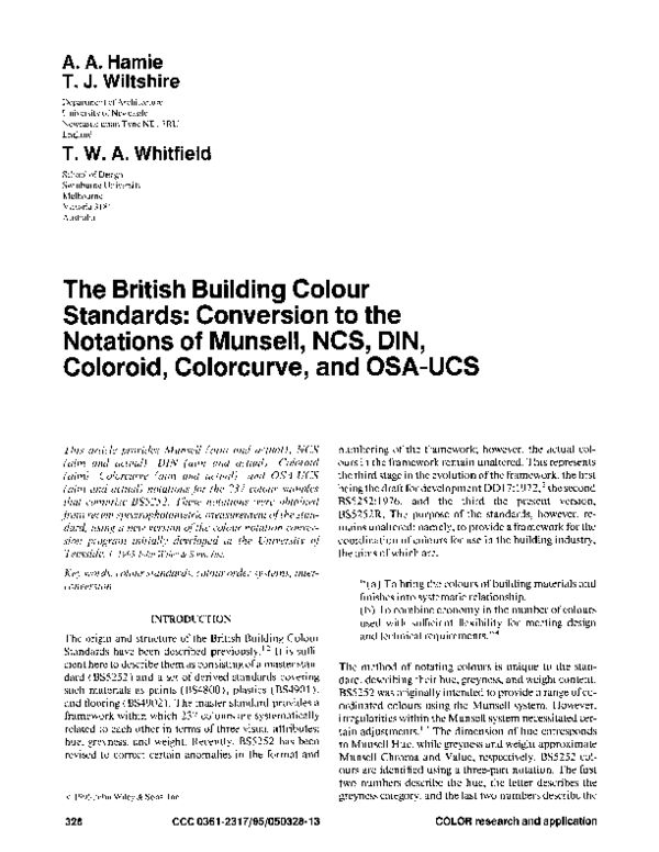 (PDF) The british building colour standards: Conversion to the ...