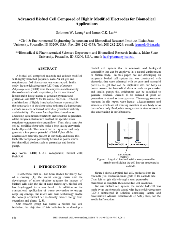 (PDF) Advanced Biofuel Cell Composed of Highly Modified Electrodes for Biomedical Applications