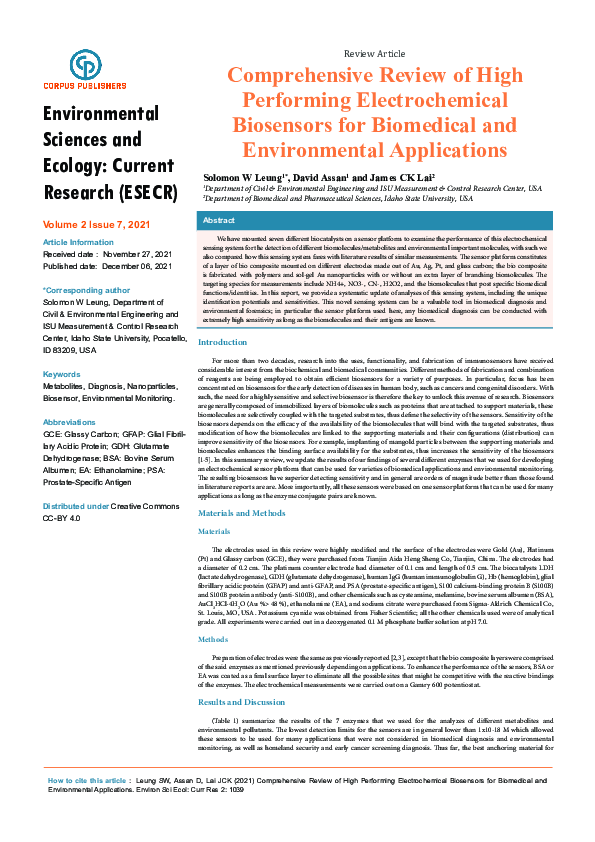 (PDF) Comprehensive Review of High Performing Electrochemical ...