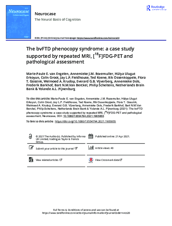 (PDF) The bvFTD phenocopy syndrome: a case study supported by repeated ...