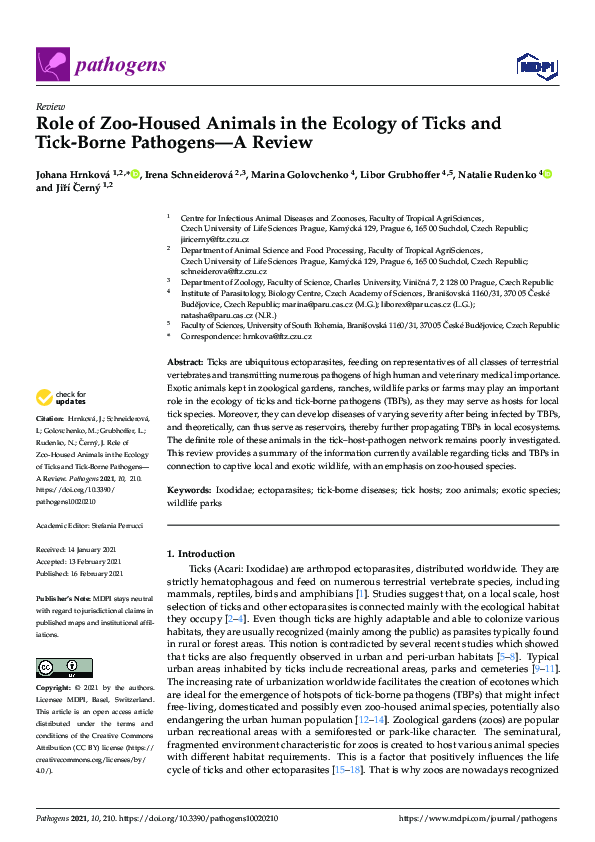 (PDF) Role of Zoo-Housed Animals in the Ecology of Ticks and Tick-Borne ...
