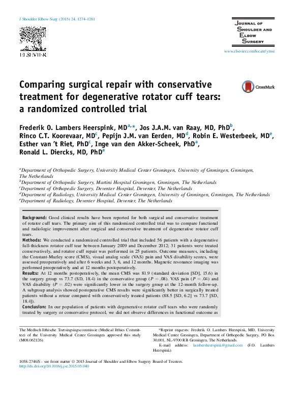 (PDF) Comparing surgical repair with conservative treatment for degenerative rotator cuff tears ...