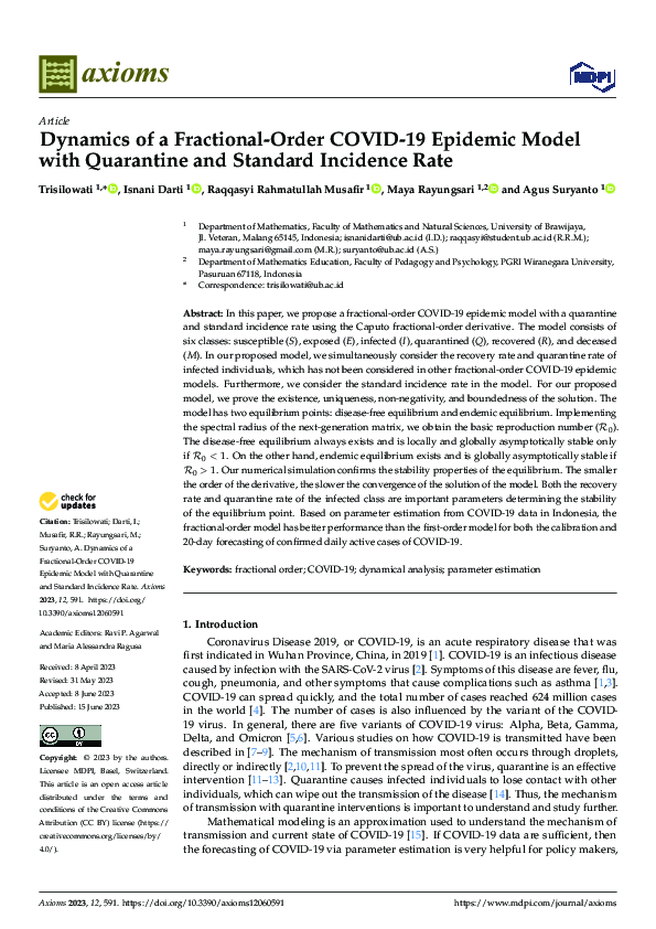 (PDF) Dynamics of a Fractional-Order COVID-19 Epidemic Model with Quarantine and Standard ...