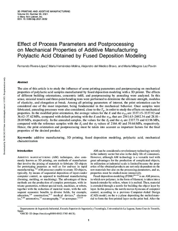 (PDF) Effect of Process Parameters and Postprocessing on Mechanical Properties of Additive ...