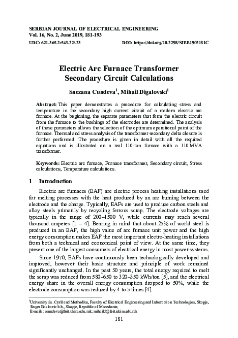 (PDF) Electric arc furnace transformer secondary circuit calculations