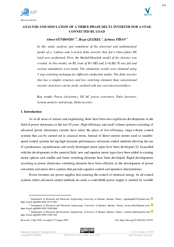 (PDF) Analysis and Simulation of a Three-Phase Delta Inverter for a ...