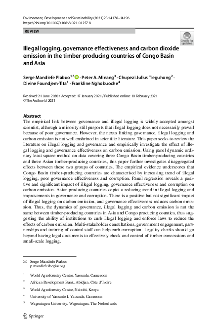 (PDF) Illegal logging, governance effectiveness and carbon dioxide emission in the timber ...