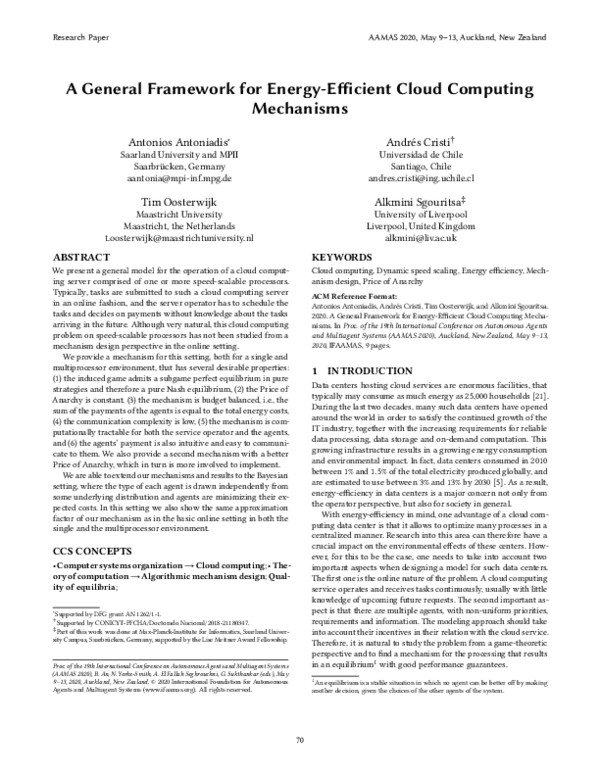 (PDF) A General Framework for Energy-Efficient Cloud Computing Mechanisms | Tim Oosterwijk ...