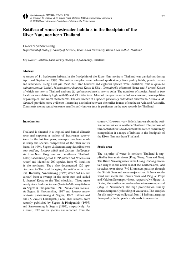 (PDF) Rotifera of some freshwater habitats in the floodplain of the ...