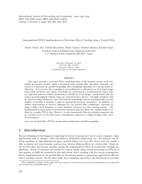 Pdf Deep Pipelined Fpga Implementation Of Real Time Object Tracking