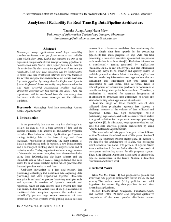 (PDF) Analytics of Reliability for Real-Time Big Data Pipeline Architecture