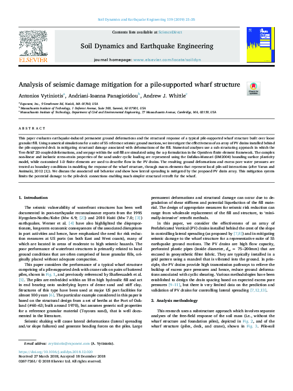 (PDF) Analysis of seismic damage mitigation for a pile-supported wharf ...