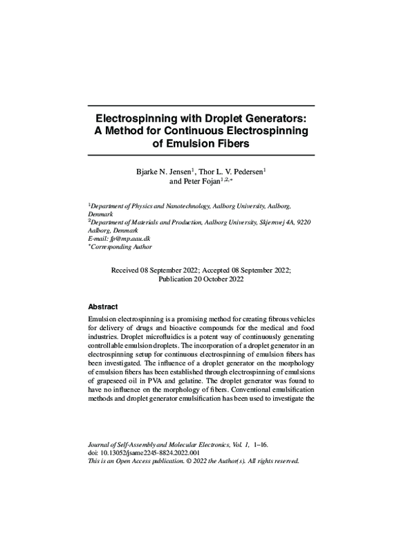 (PDF) Electrospinning with Droplet Generators: A Method for Continuous Electrospinning of ...