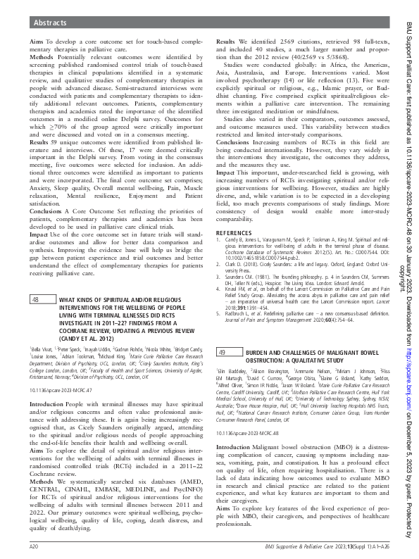 (PDF) 49 Burden and challenges of malignant bowel obstruction: a ...