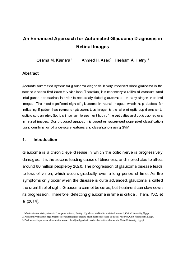 (PDF) An Enhanced Approach for Automated Glaucoma Diagnosis in Retinal ...