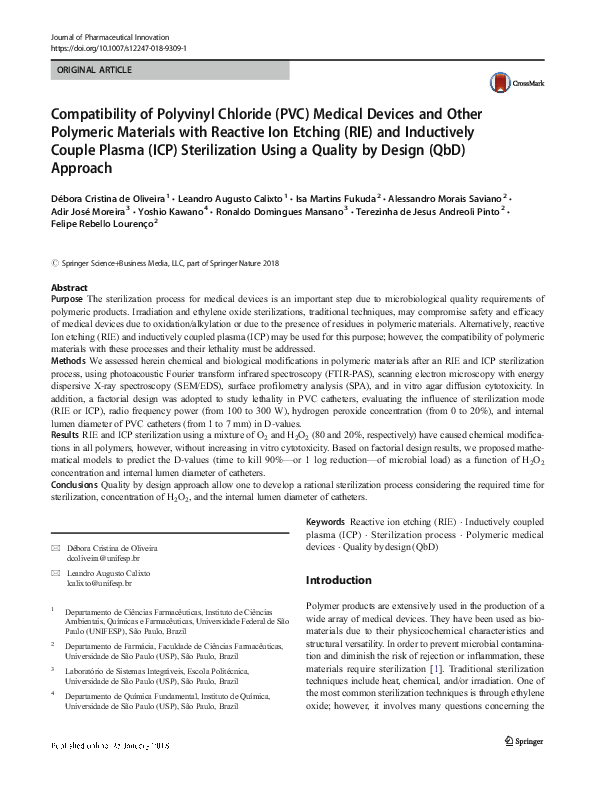 (PDF) Compatibility of Polyvinyl Chloride (PVC) Medical Devices and ...