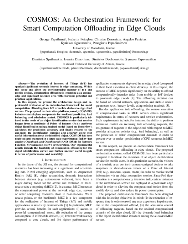 Pdf Cosmos An Orchestration Framework For Smart Computation