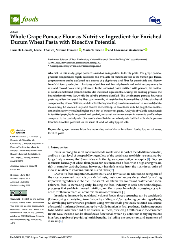 (PDF) Whole Grape Pomace Flour as Nutritive Ingredient for Enriched ...