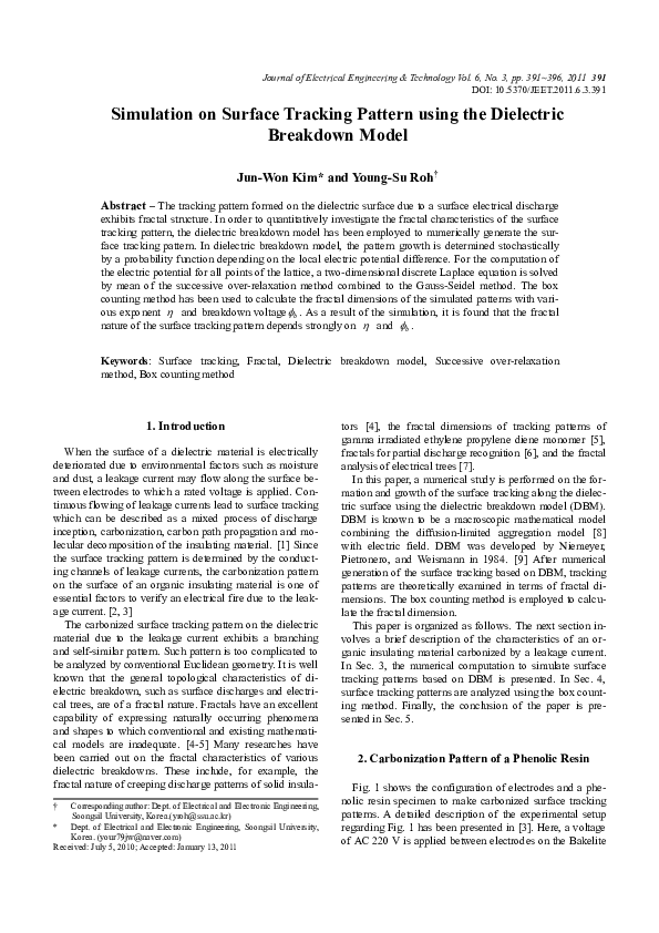 (PDF) Simulation on Surface Tracking Pattern using the Dielectric ...