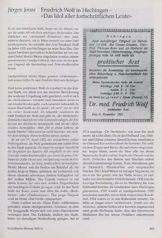 (PDF) Friedrich Wolf in Hechingen