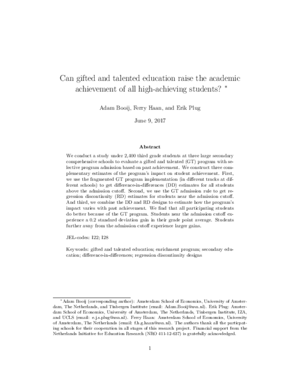 (PDF) Can Gifted and Talented Education Raise the Academic Achievement ...