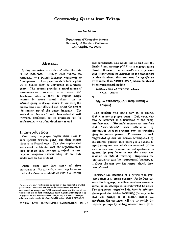 (PDF) Constructing queries from tokens