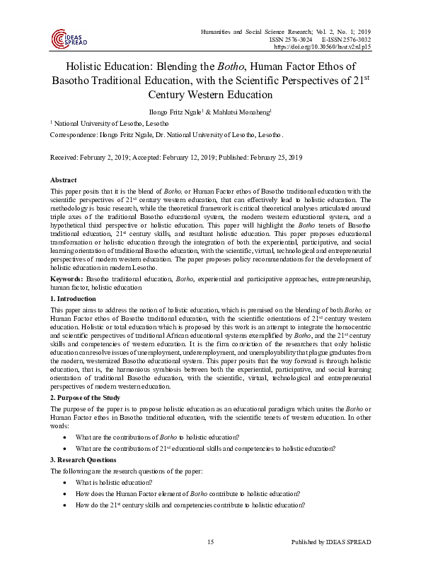 (PDF) Holistic Education