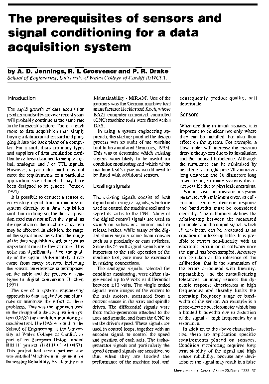 (PDF) The Prerequisites of Sensors and Signal Conditioning for a Data ...