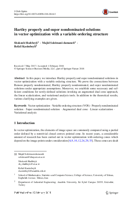 (PDF) Hartley properly and super nondominated solutions in vector optimization with a variable ...
