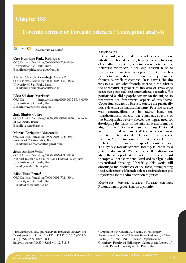 (PDF) Forensic Science or Forensic Sciences? Conceptual analysis