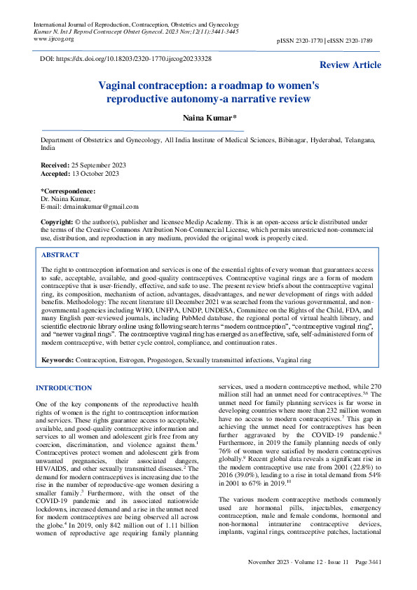 (PDF) Vaginal contraception: a roadmap to women's reproductive autonomy ...
