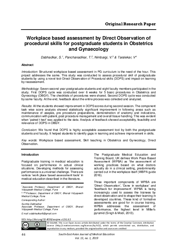 (PDF) Effect of formative evaluation using direct observation of ...