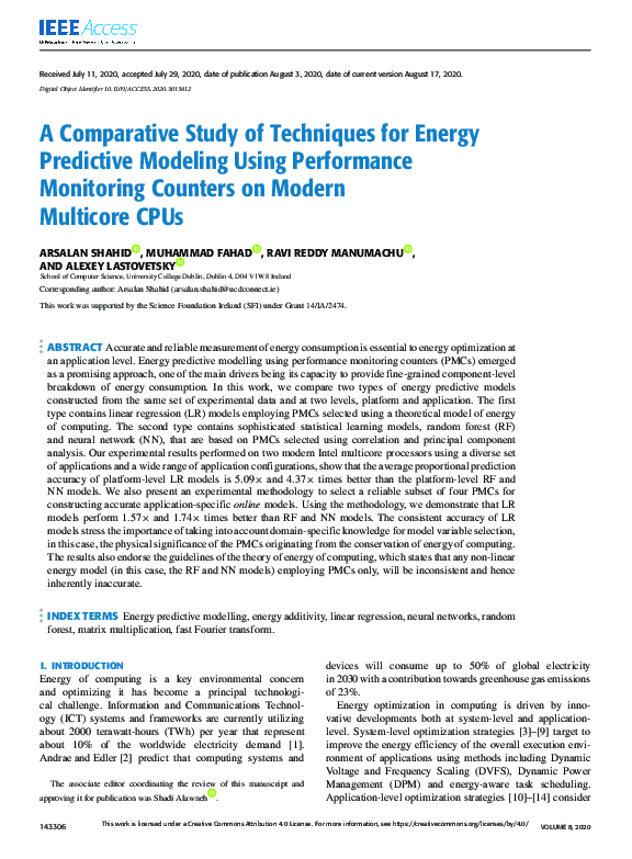 (PDF) A Comparative Study of Techniques for Energy Predictive Modeling Using Performance ...