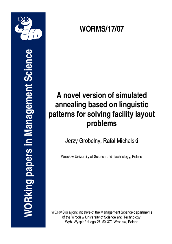 (PDF) A novel version of simulated annealing based on linguistic patterns for solving facility ...