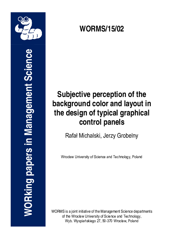 (PDF) Subjective Perception of the Background Color and Layout in the ...