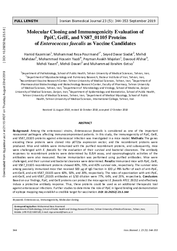 (PDF) Molecular Cloning and Immunogenicity Evaluation of PpiC, GelE ...