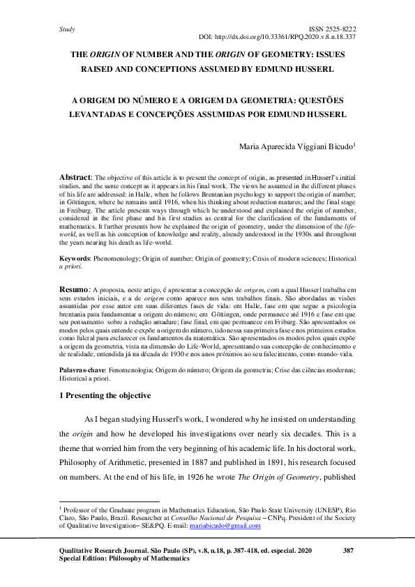 (PDF) The origin of number and the origin of geometry: issues raised ...