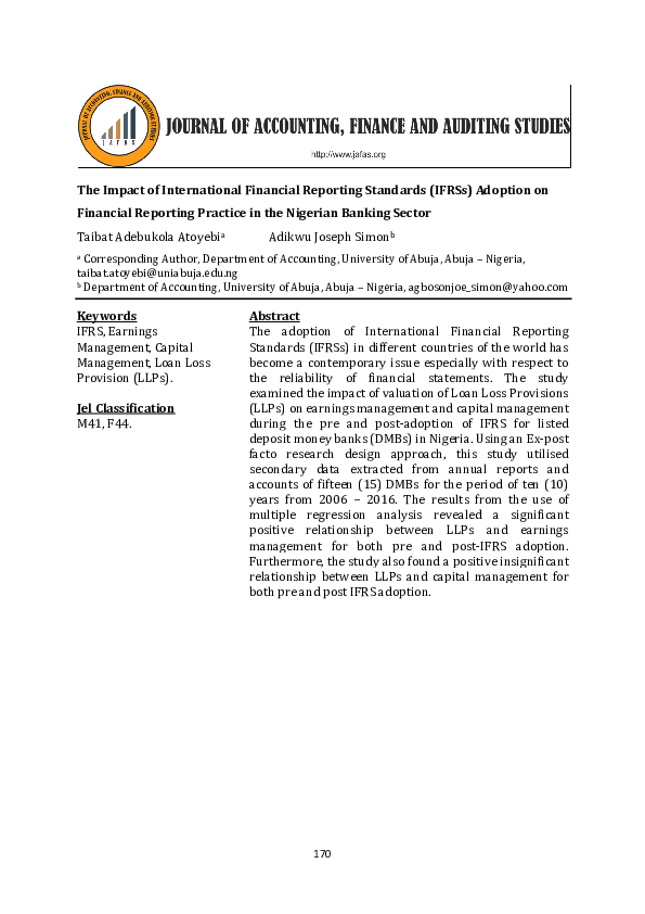 (PDF) The impact of International Financial Reporting Standards (IFRSs ...