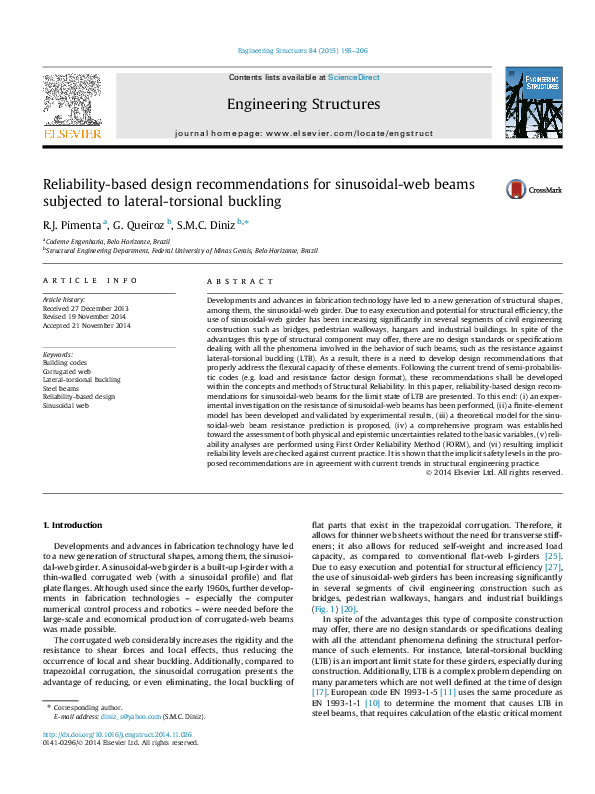 (PDF) Reliability-based design recommendations for sinusoidal-web beams ...