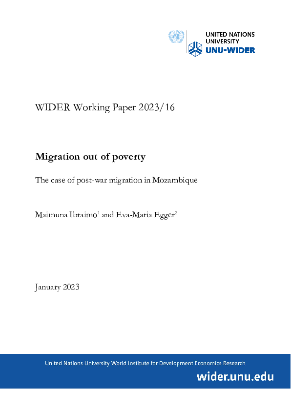 (PDF) Migration out of poverty: The case of post-war migration in ...