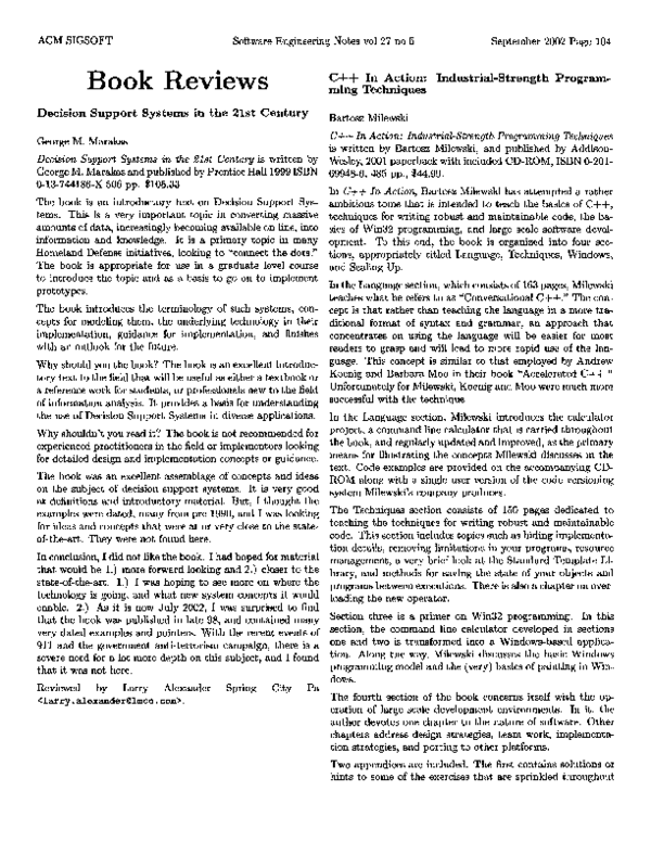 (PDF) Decision Support Systems in the 21st Century