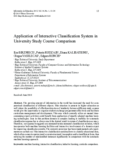 (PDF) Evaluating the Application of Interactive Classification System in University Study Course ...